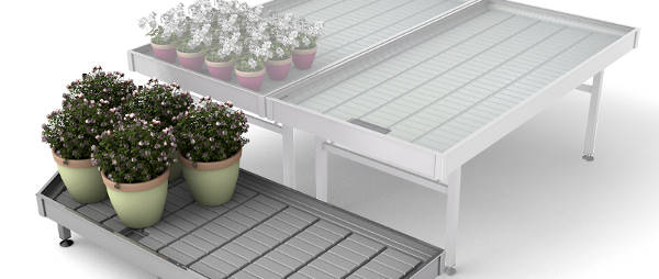 Ebb and flow system, benches and display, sale of garden center products, 2